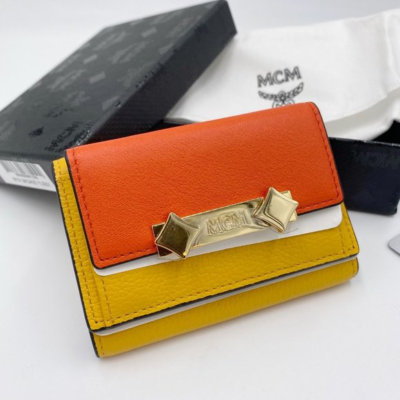 MCM | Bags | Mcm Mini Flap Wallet Milano Leather Golden Mango | Poshmark